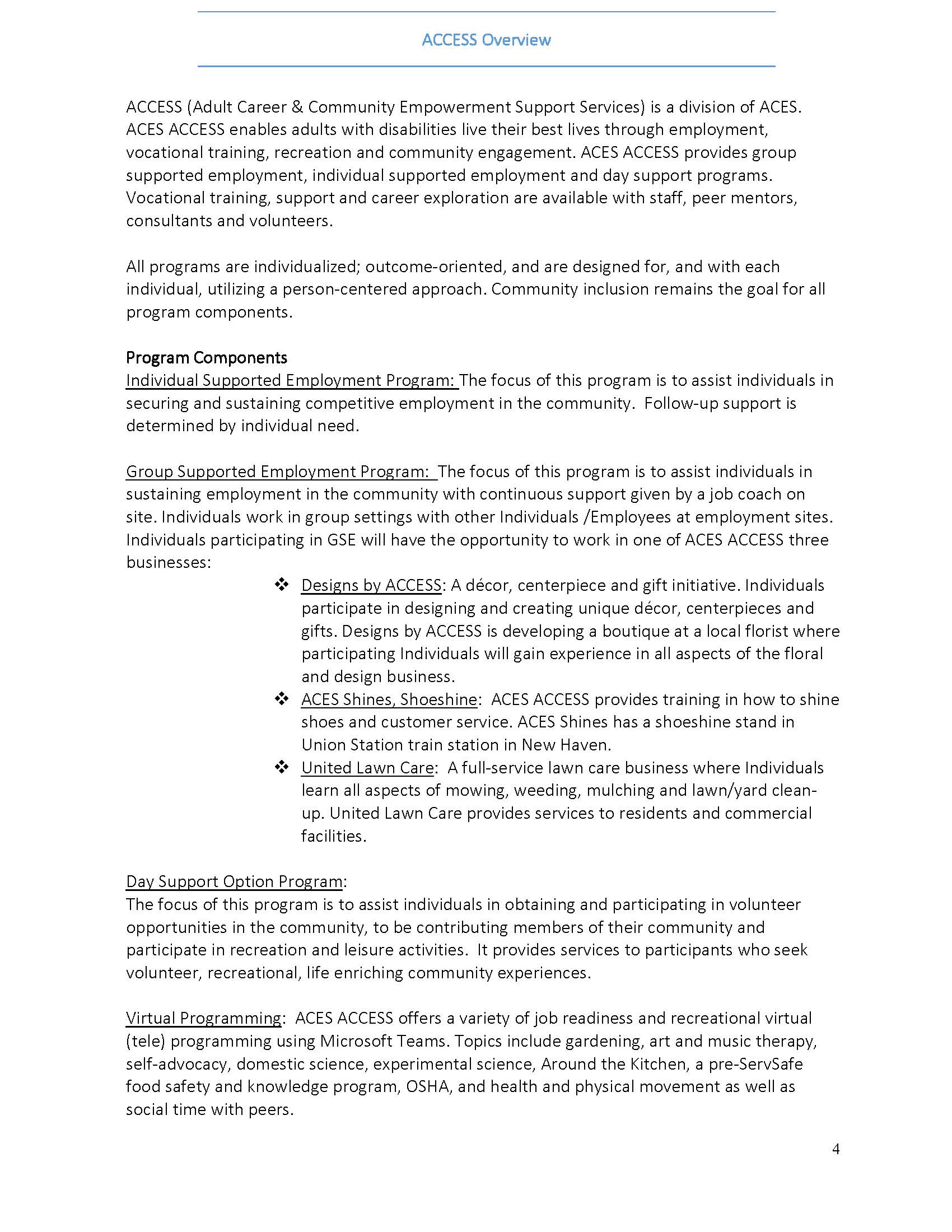 ACCESS Individual's Program Handbook 2020-2021